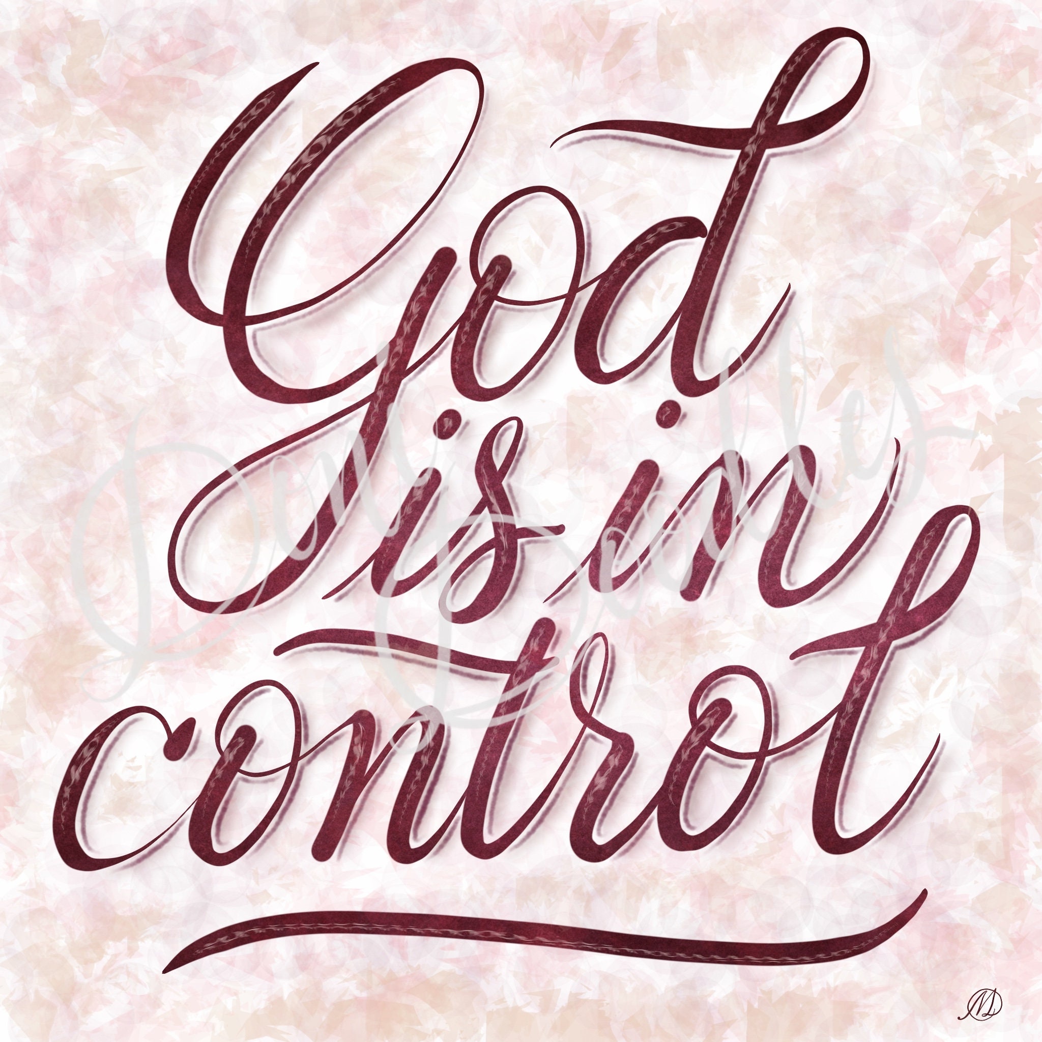 God is in Control - PDF Instant Download;inspirational Print;home Decor ...