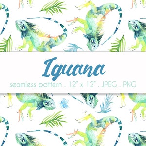 Iguana Digital Paper, Iguana Seamless Pattern, Iguana Sublimation ...