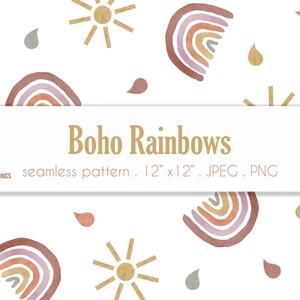 Boho Rainbow Seamless Pattern, Bohemian Rainbow Pattern, Rainbows ...