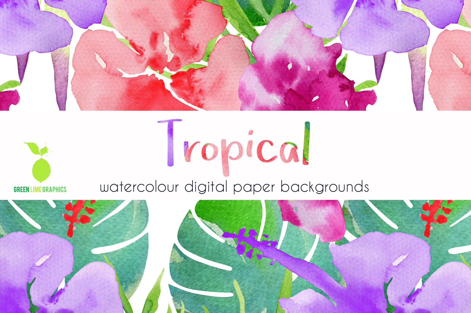 Watercolour Tropical Digital Paper Summer Digital Paper | Etsy