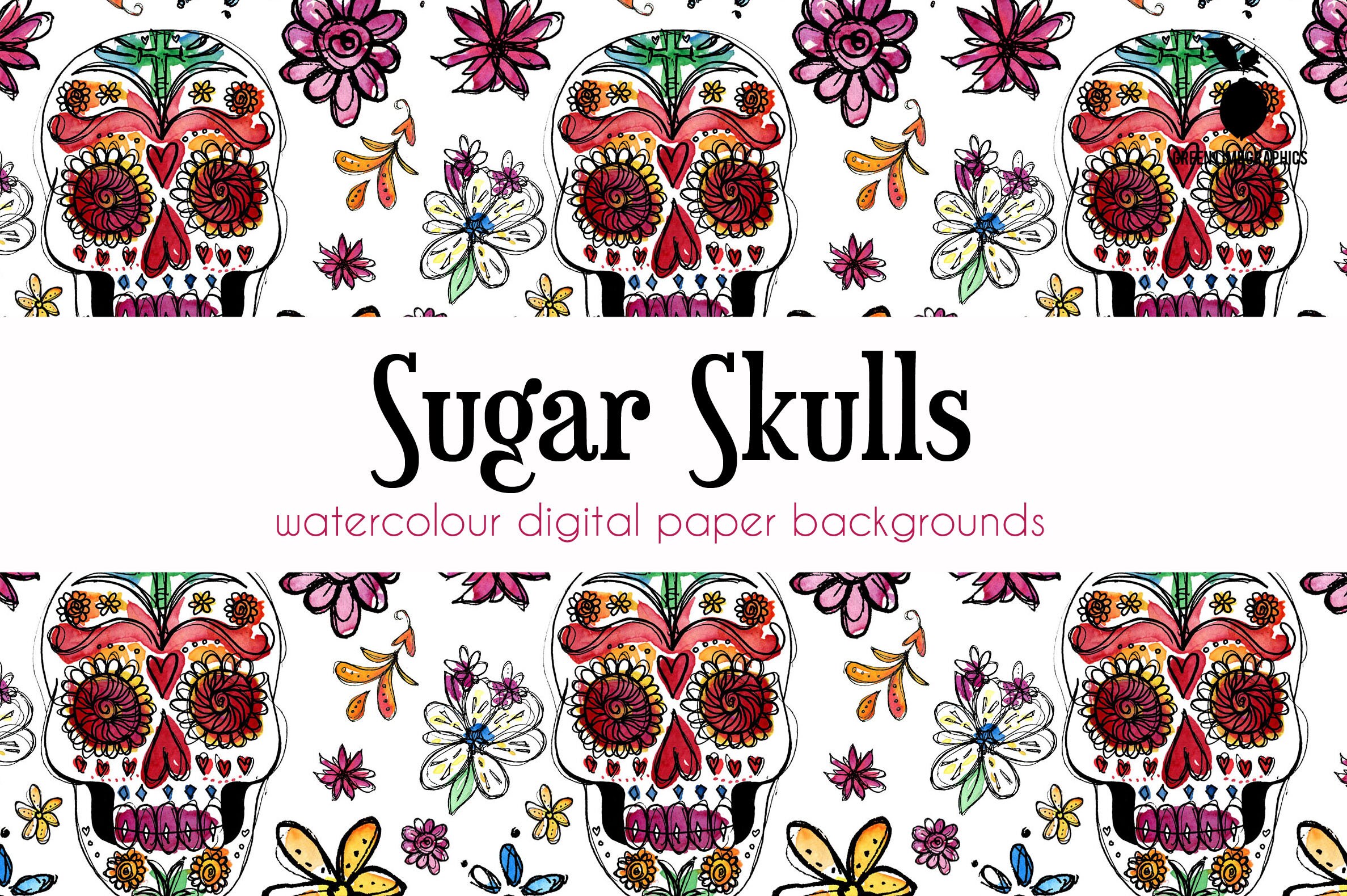 Sugar Skulls Digital Paper Day of the Dead Pattern | Etsy