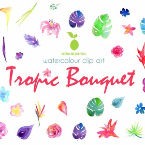 Watercolour Tropical Flowers Clipart, Hawaii Clipart, Summer Floral ...