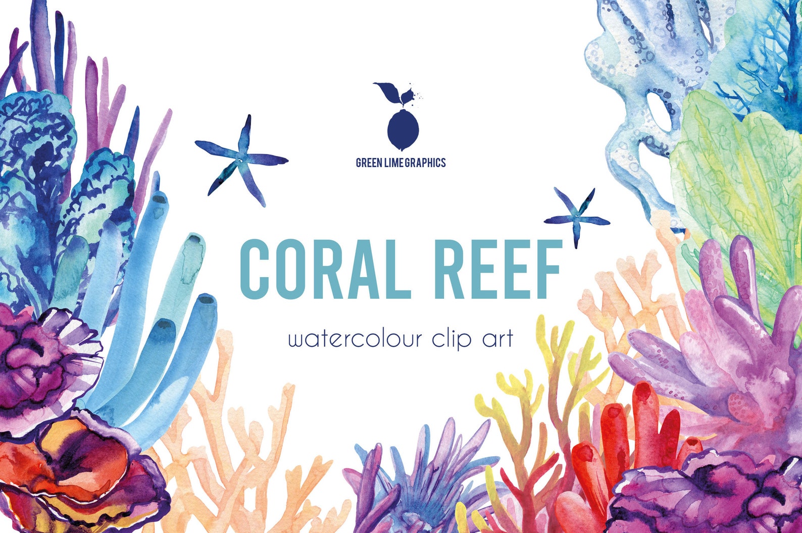 Watercolour Coral Reef Clipart Marine Clipart Ocean Clipart - Etsy UK