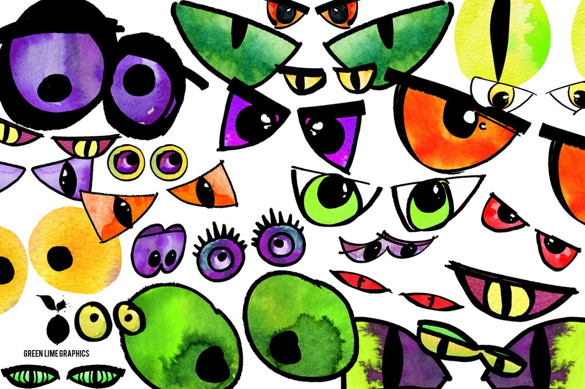 Spooky Eyes Clipart Halloween Eyes Clip art | Etsy
