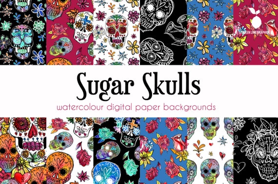 Sugar Skulls Digital Paper Day of the Dead Pattern | Etsy