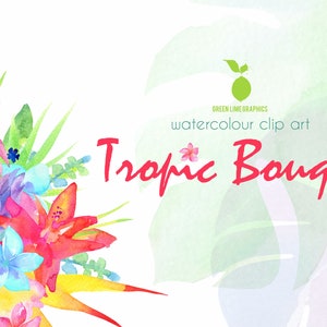 Watercolour Tropical Flowers Clipart, Hawaii Clipart, Summer Floral ...