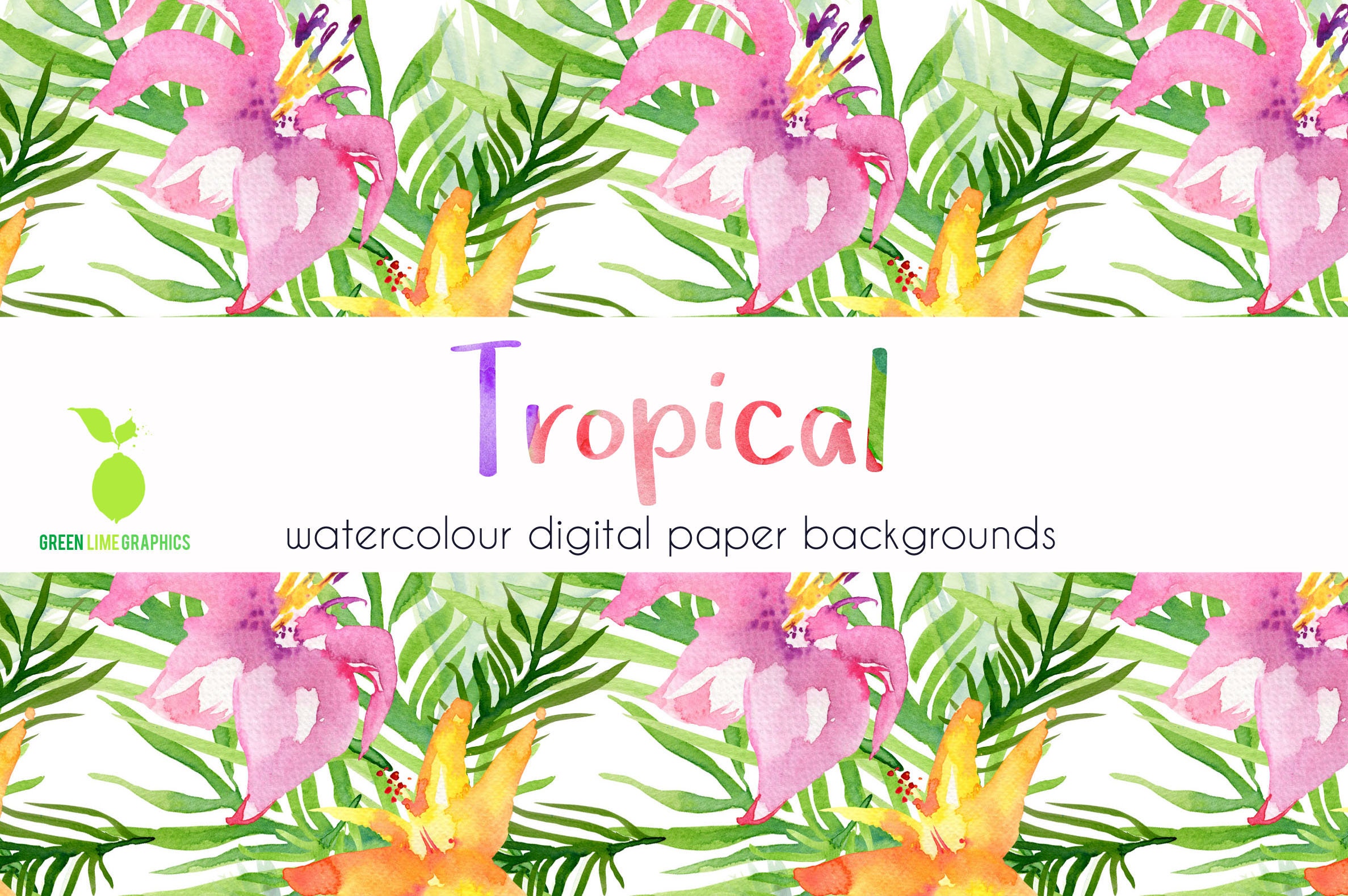 Watercolour Tropical Digital Paper Summer Digital Paper - Etsy