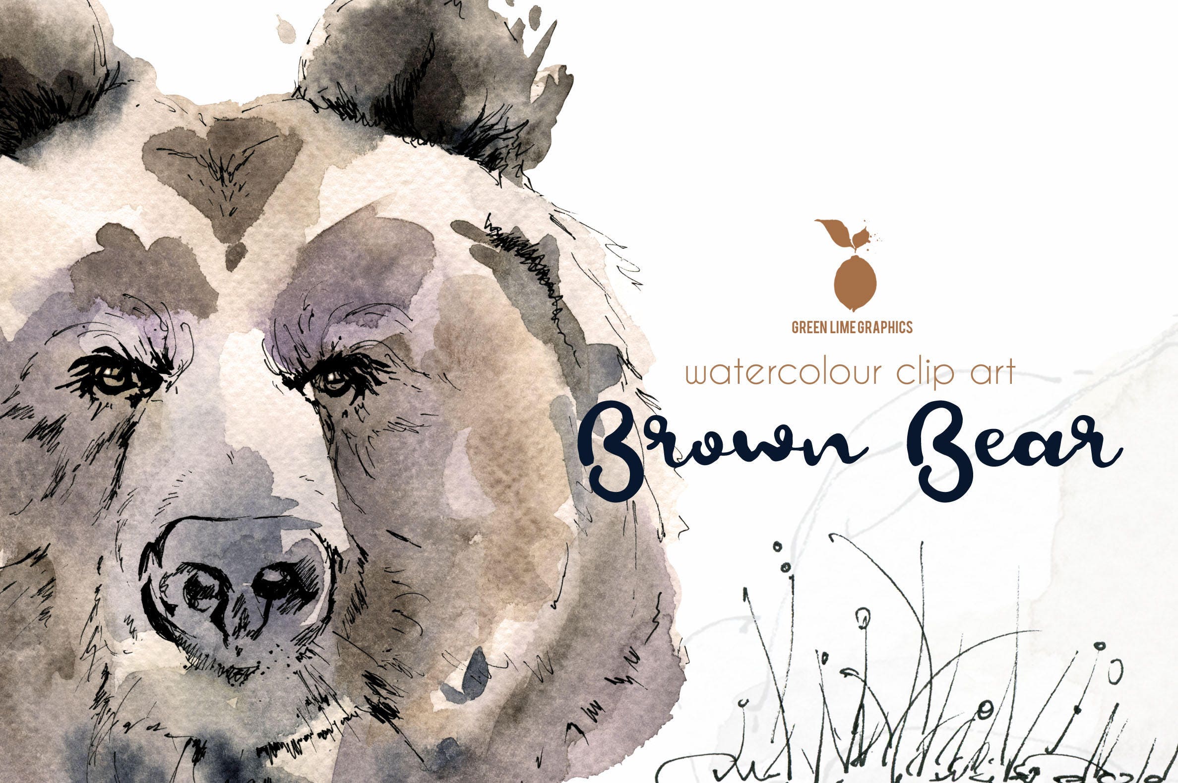 Watercolor Bear Clipart: Forest Animals, Nursery Art (PNG Digital ...