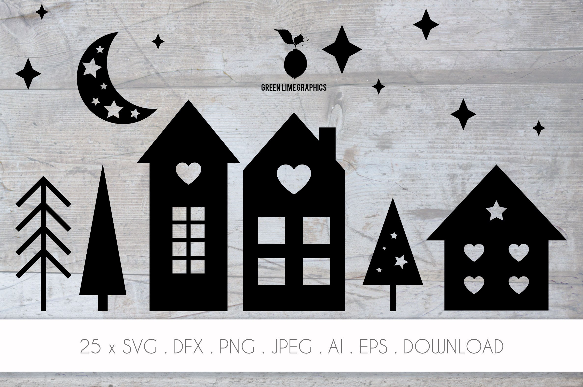 Scandi Houses SVG Christmas House SVG Houses Silhouette - Etsy Australia
