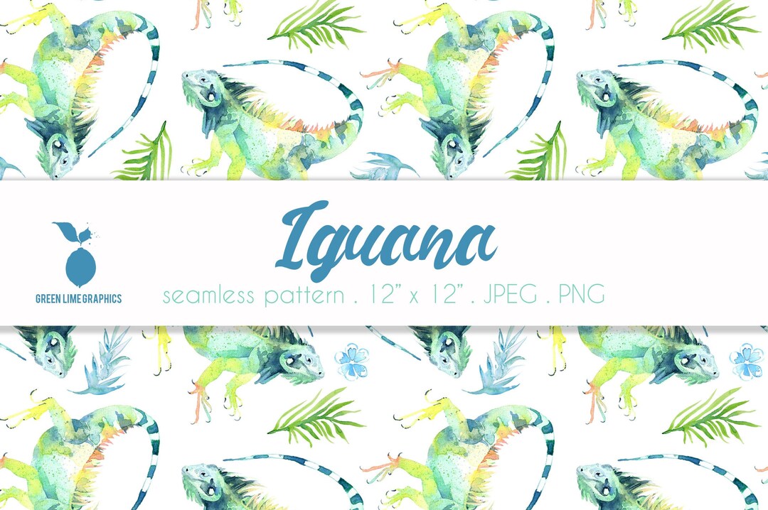 Iguana Digital Paper Iguana Seamless Pattern Iguana - Etsy