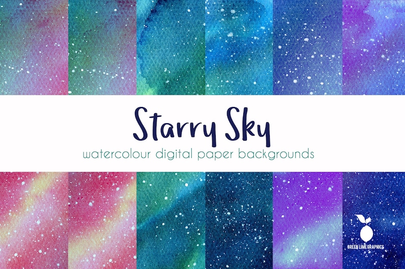 Watercolour Space Digital Paper | Etsy