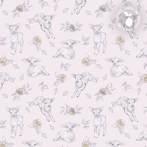 Watercolour Lamb Seamless Pattern, Spring Fabric Design, Farm Textile ...