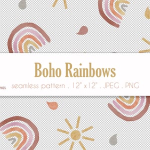 Boho Rainbow Seamless Pattern, Bohemian Rainbow Pattern, Rainbows ...