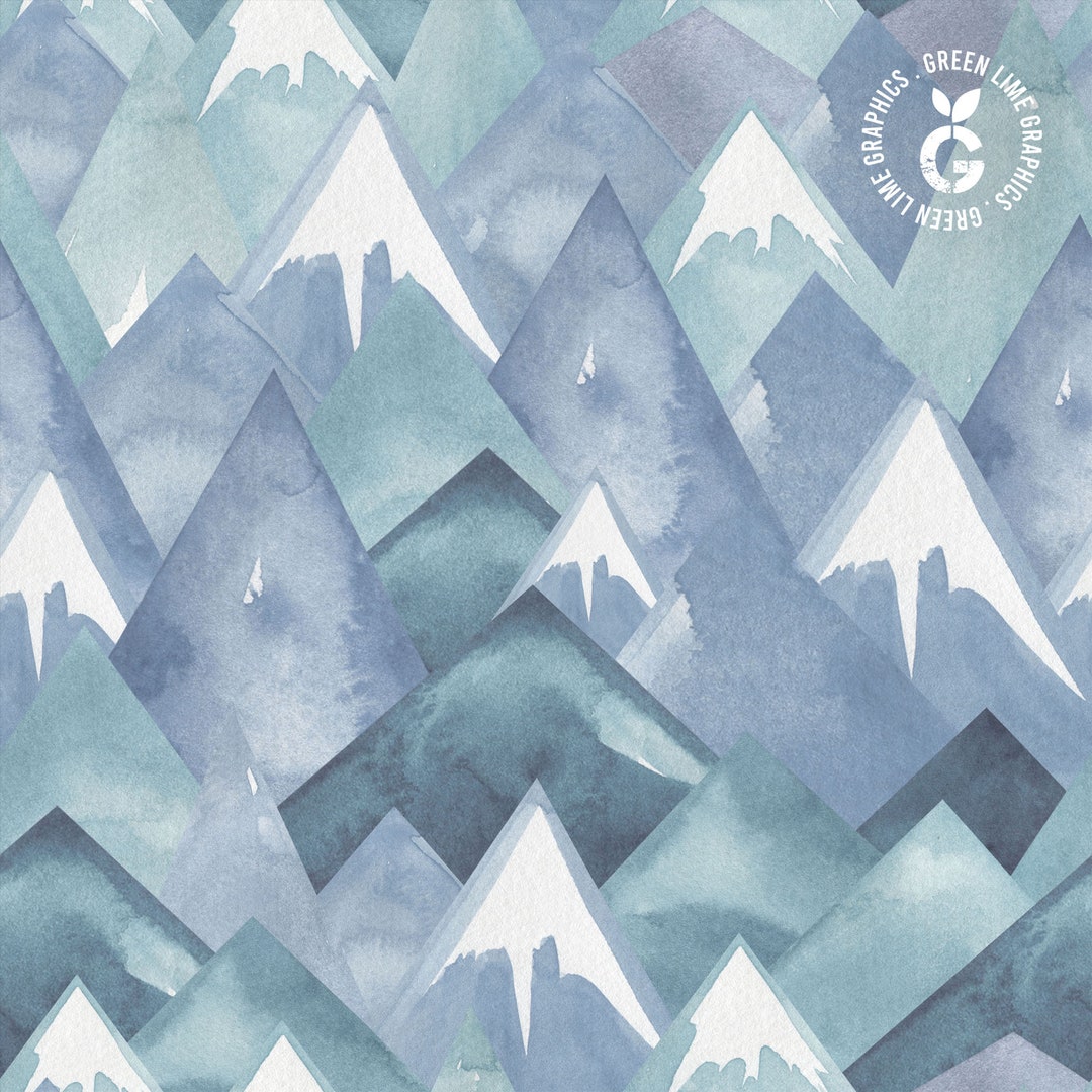 Mountains Seamless Pattern, Watercolour Mountains, Winter Pattern ...
