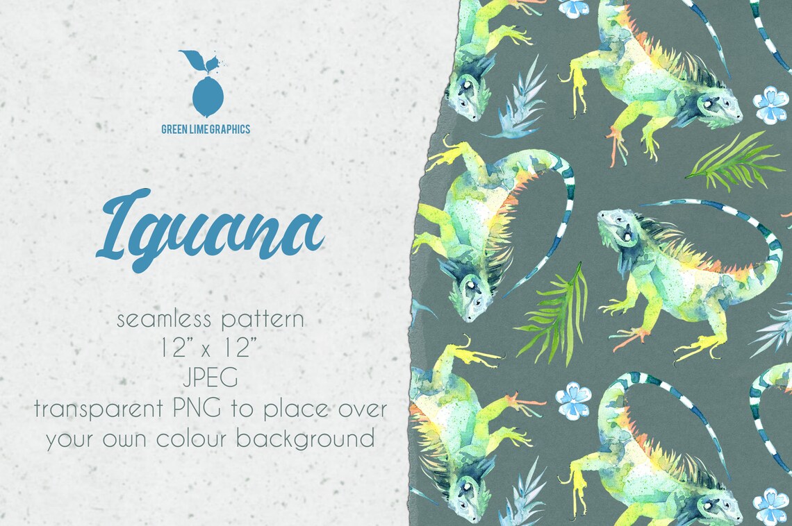 Iguana Digital Paper Iguana Seamless Pattern Iguana | Etsy
