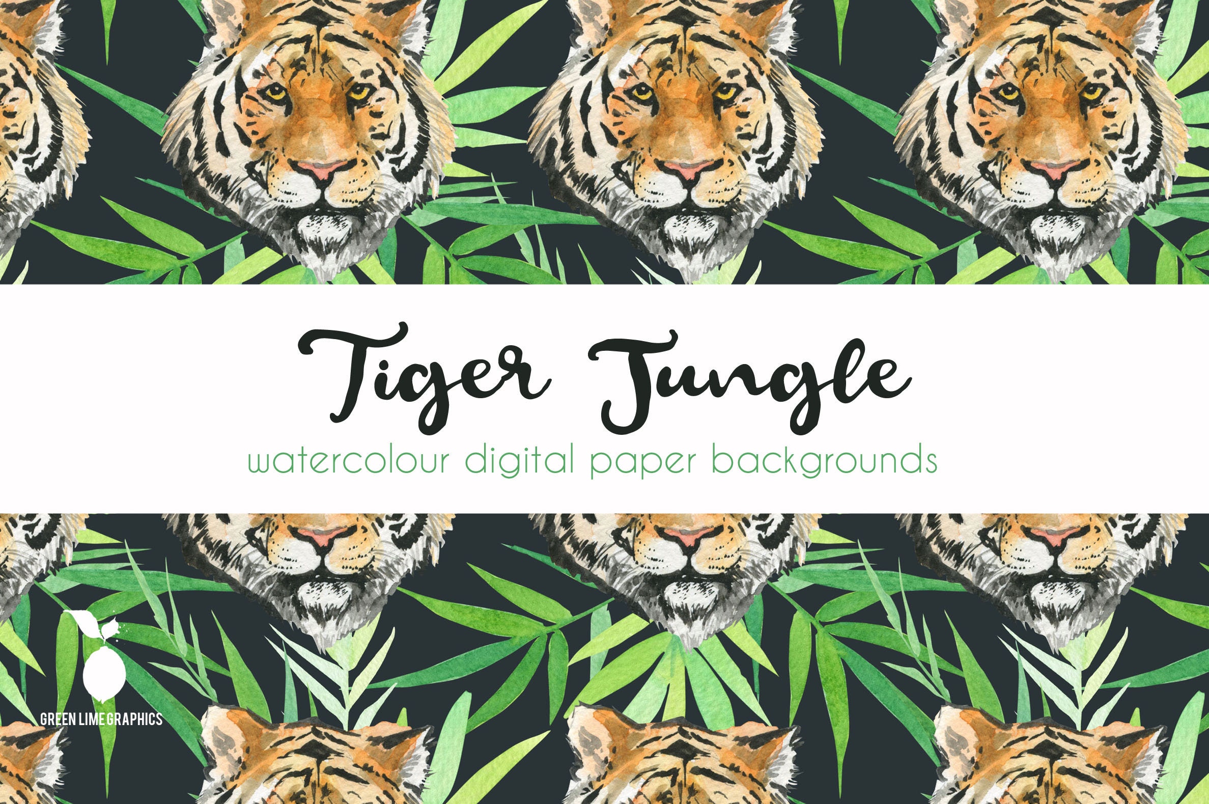 Tigers Digital Paper Jungle Digital Paper Tiger Pattern Big | Etsy