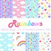 Rainbow Seamless Pattern Digital Paper: Clouds & Hearts (JPEG) - Etsy