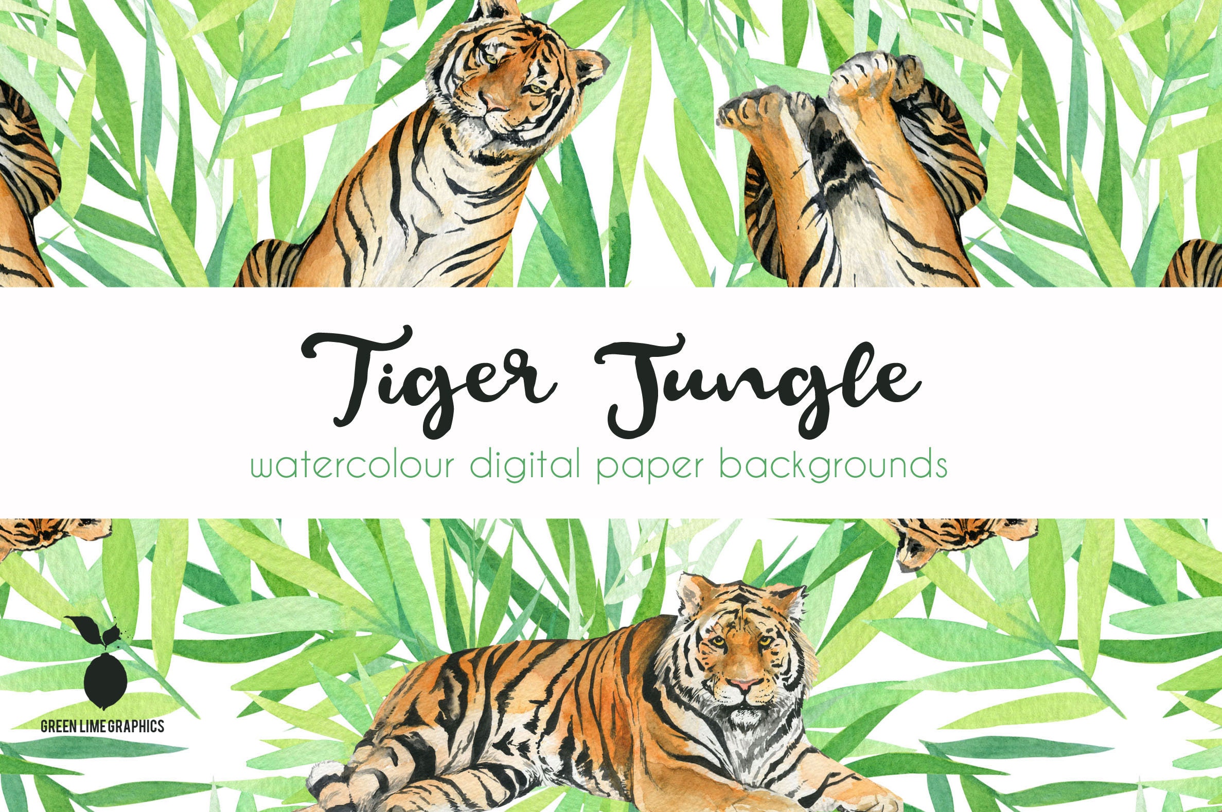 Tigers Digital Paper Jungle Digital Paper Tiger Pattern Big | Etsy