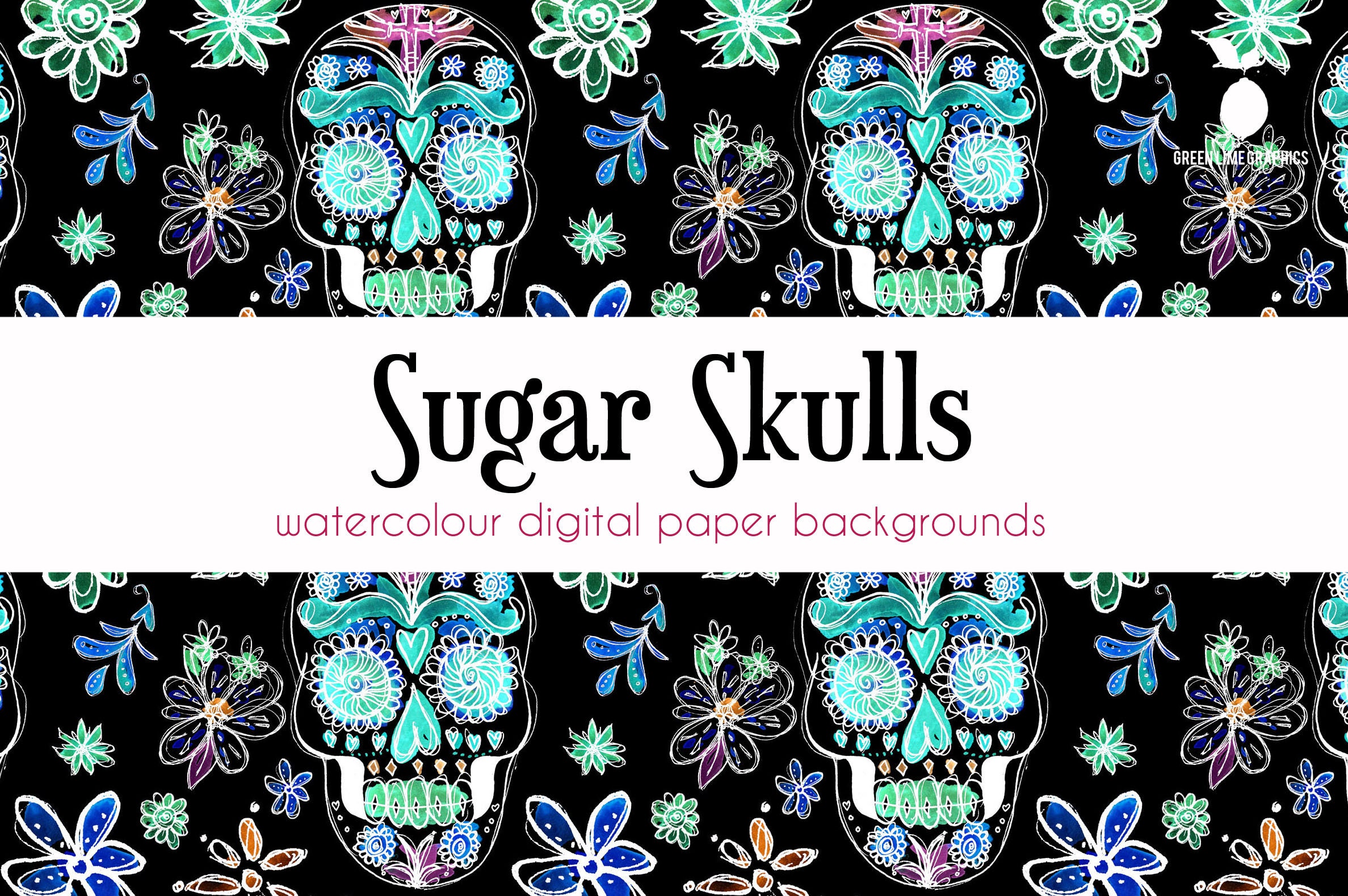 Sugar Skulls Digital Paper Day of the Dead Pattern | Etsy