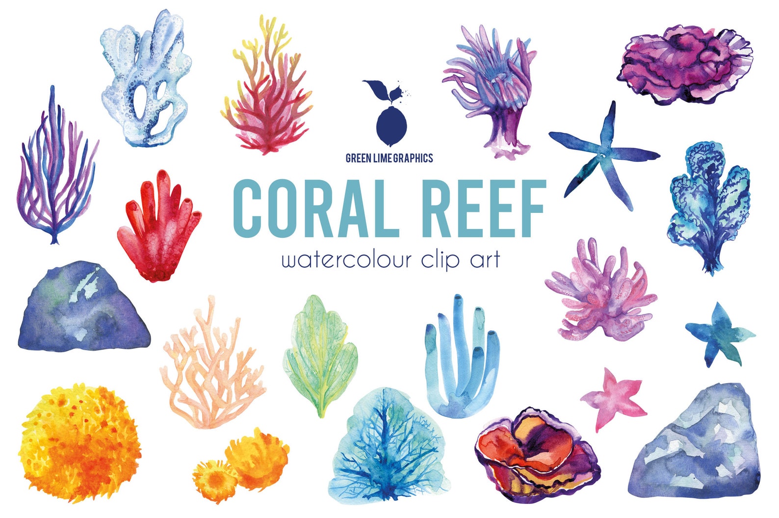 Watercolour Coral Reef Clipart Marine Clipart Ocean Clipart - Etsy UK