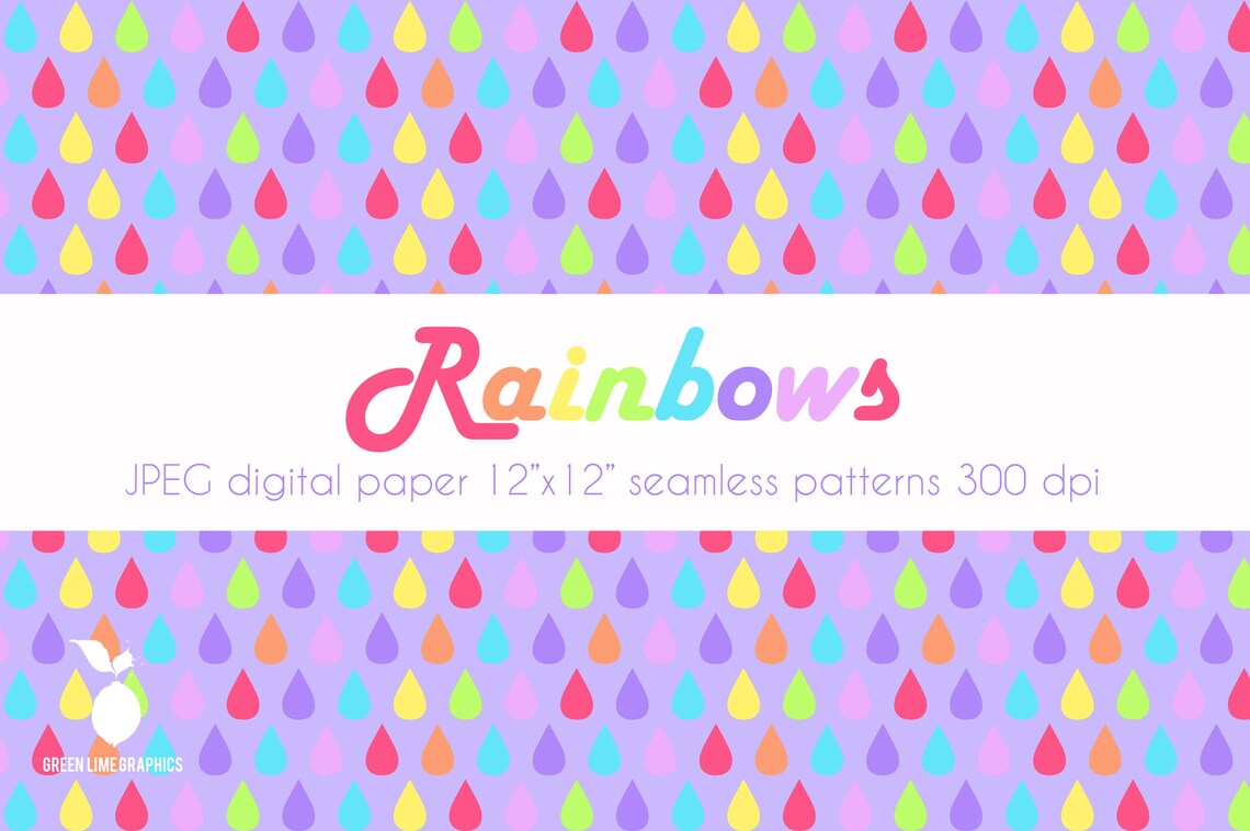 Rainbow Seamless Pattern Digital Paper: Clouds & Hearts (JPEG) - Etsy