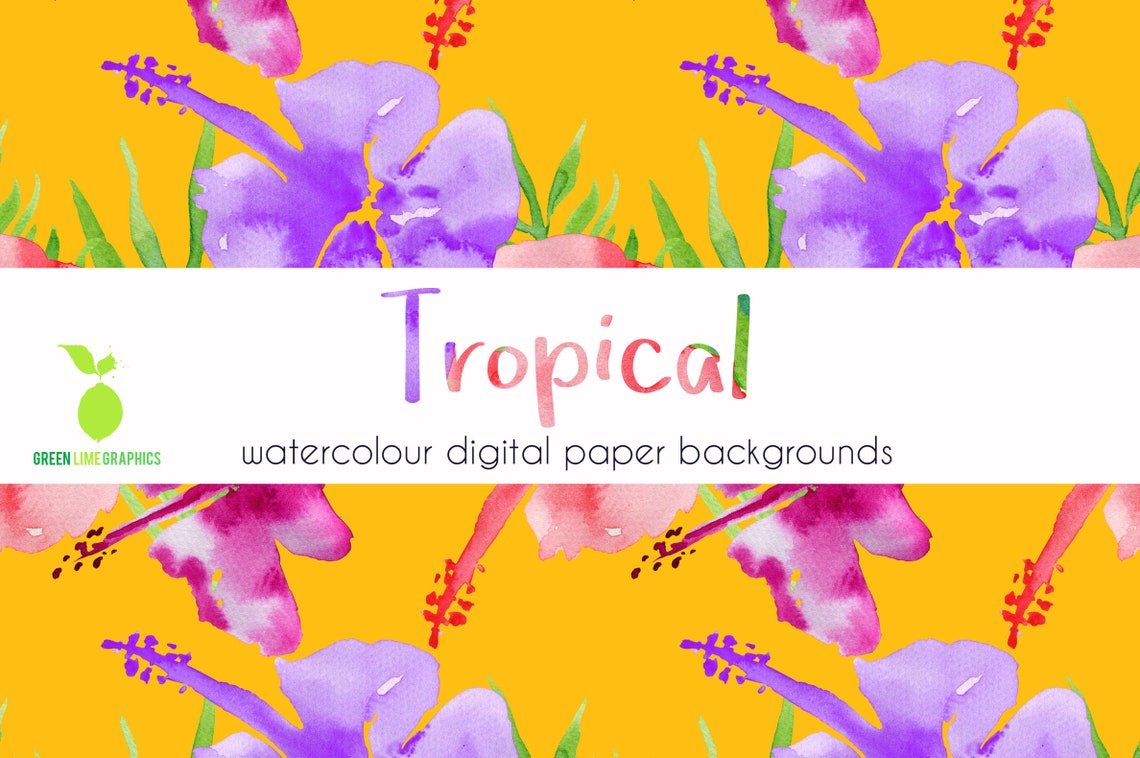Watercolour Tropical Digital Paper Summer Digital Paper | Etsy
