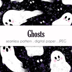 Ghost Seamless Pattern, Halloween Fabric Design, Halloween Seamless ...