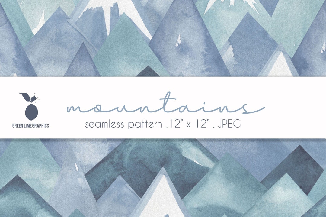 Mountains Seamless Pattern Watercolour Mountains Winter - Etsy