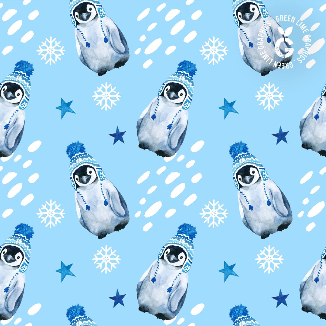 Penguin Seamless Pattern, Penguin Digital Paper, Christmas Seamless ...