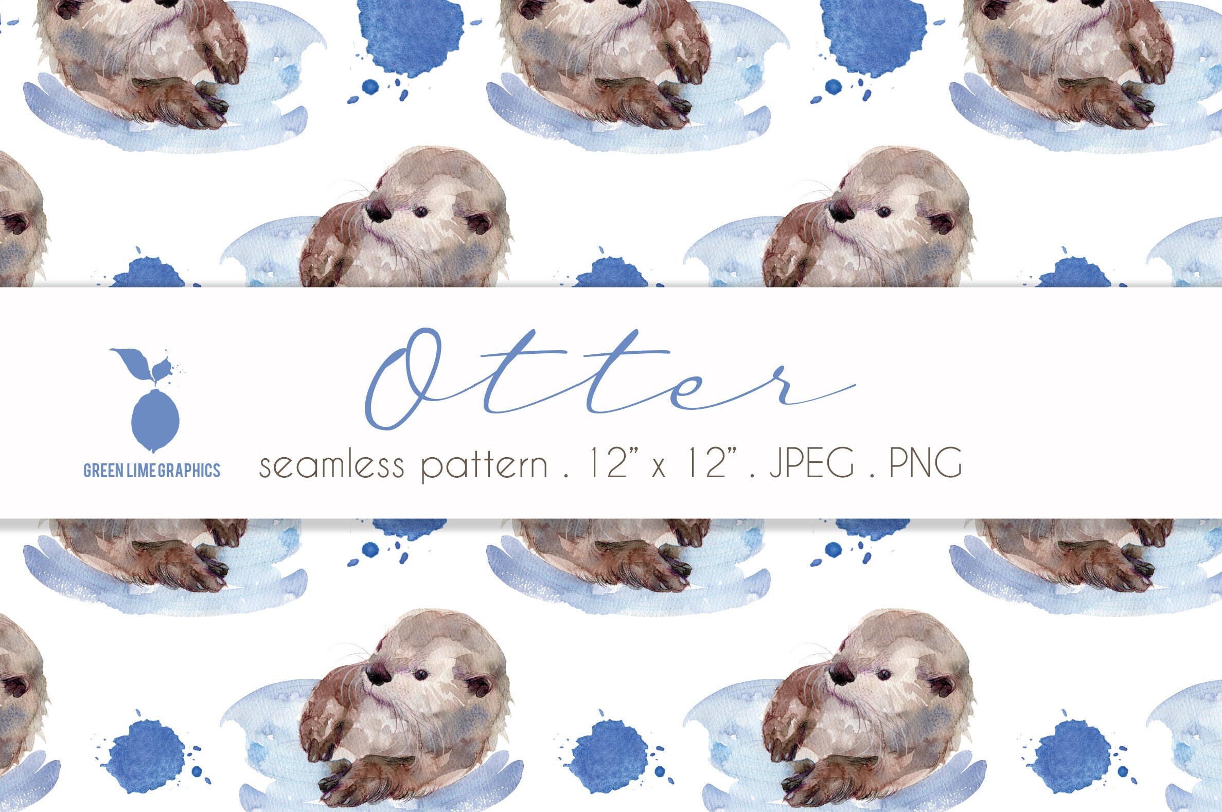 Watercolour Otter Seamless Pattern Otter digital paper Otter | Etsy