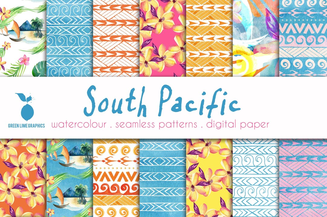 Polynesian Seamless Pattern: Watercolor Tribal Designs (digital ...