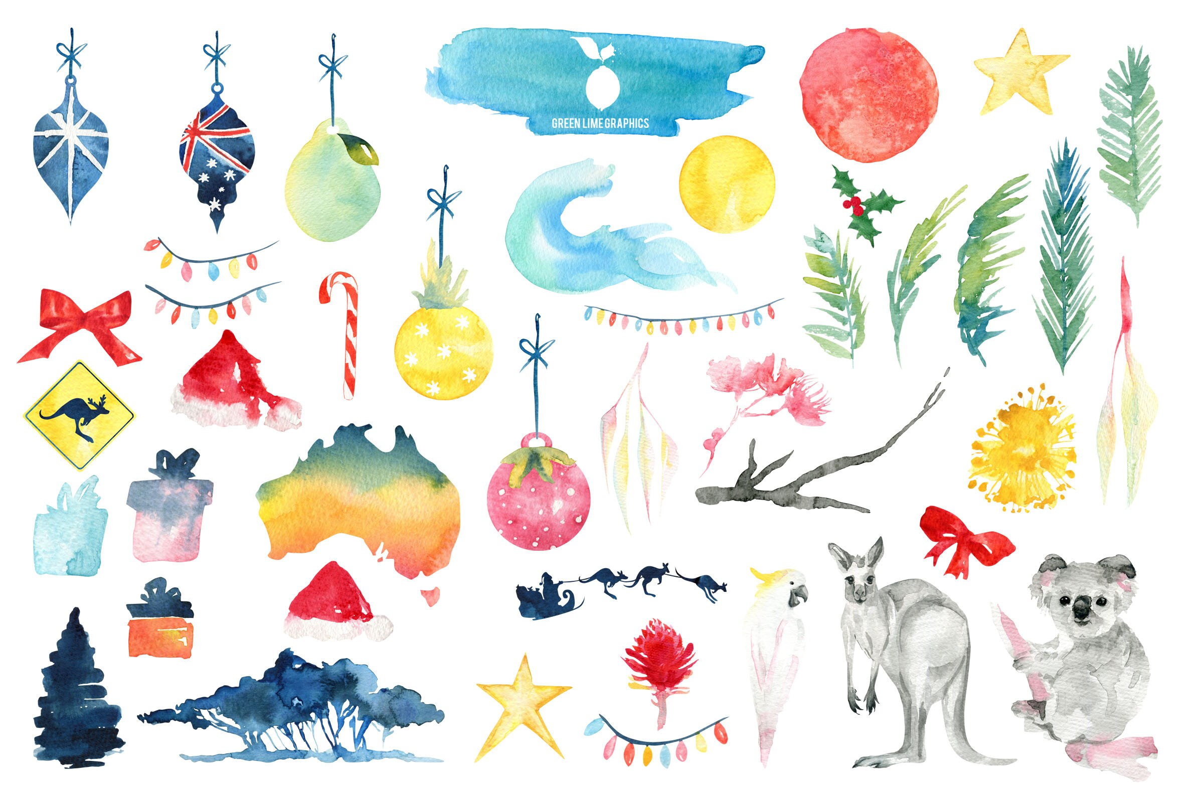 Tropical Christmas Clipart Australia Christmas Clipart | Etsy