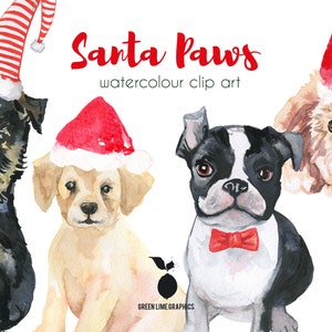 Santa Paws Png, Christmas Dogs Clipart, Dog Png, Boston Terrier, Poodle ...