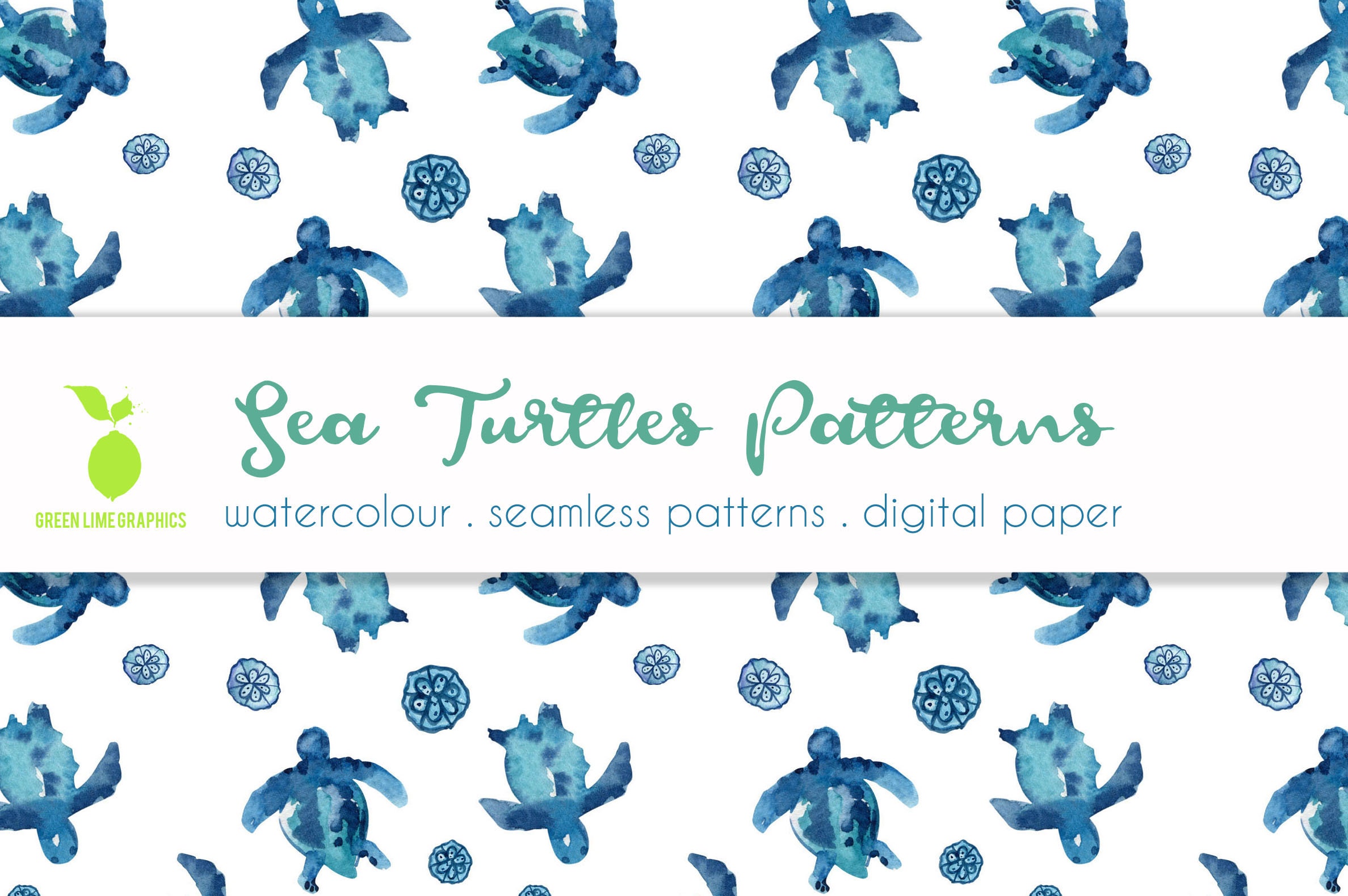 Sea Turtles Digital Paper Turtles Seamless Pattern Sea Life | Etsy