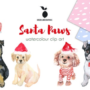 Santa Paws Png, Christmas Dogs Clipart, Dog Png, Boston Terrier, Poodle ...