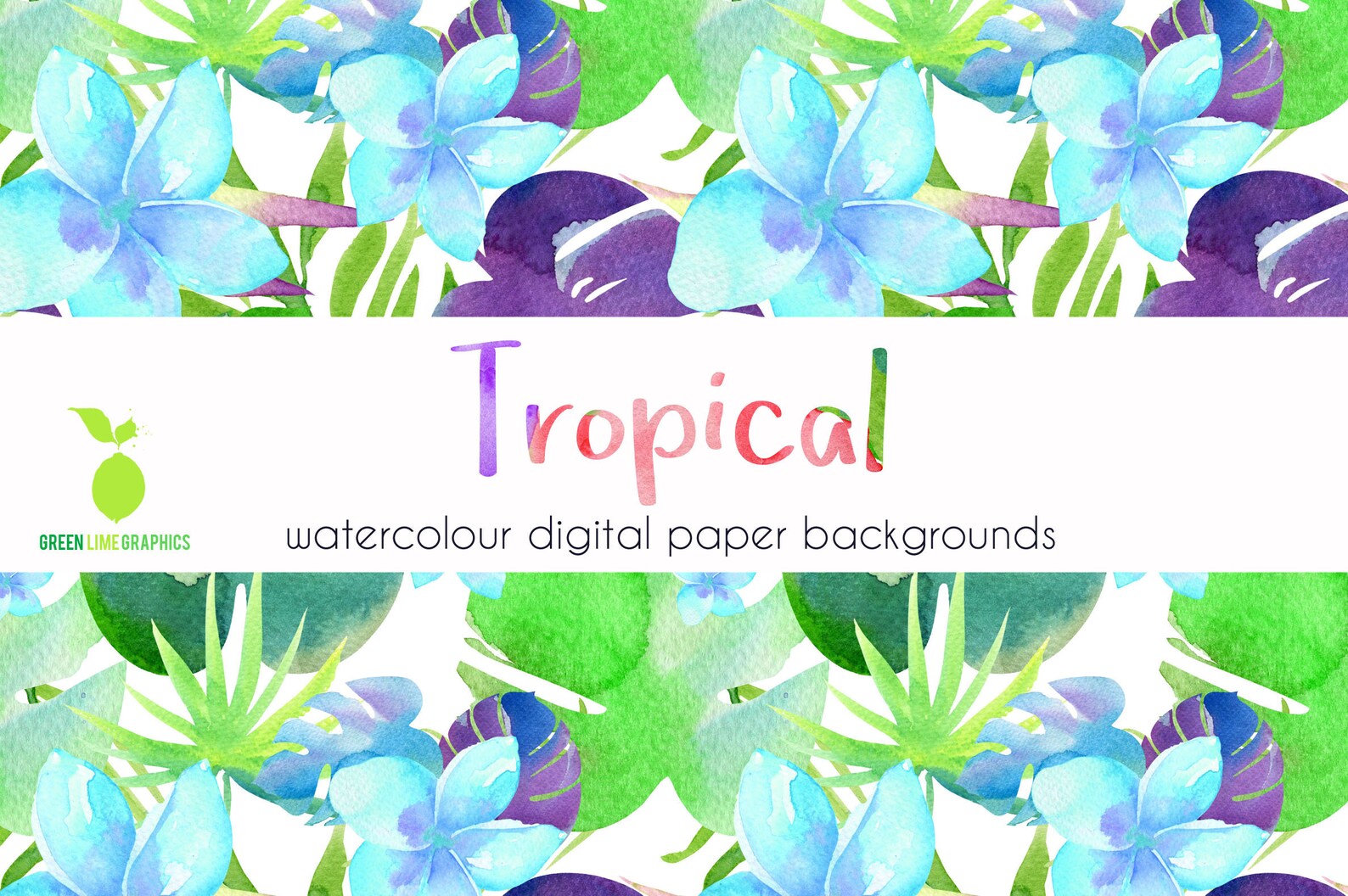 Watercolour Tropical Digital Paper Summer Digital Paper - Etsy