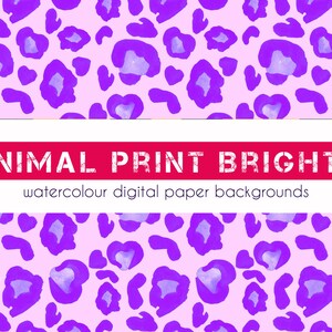 Rainbow Animal Print, Digital Paper, Watercolor Animal Print, Bright ...