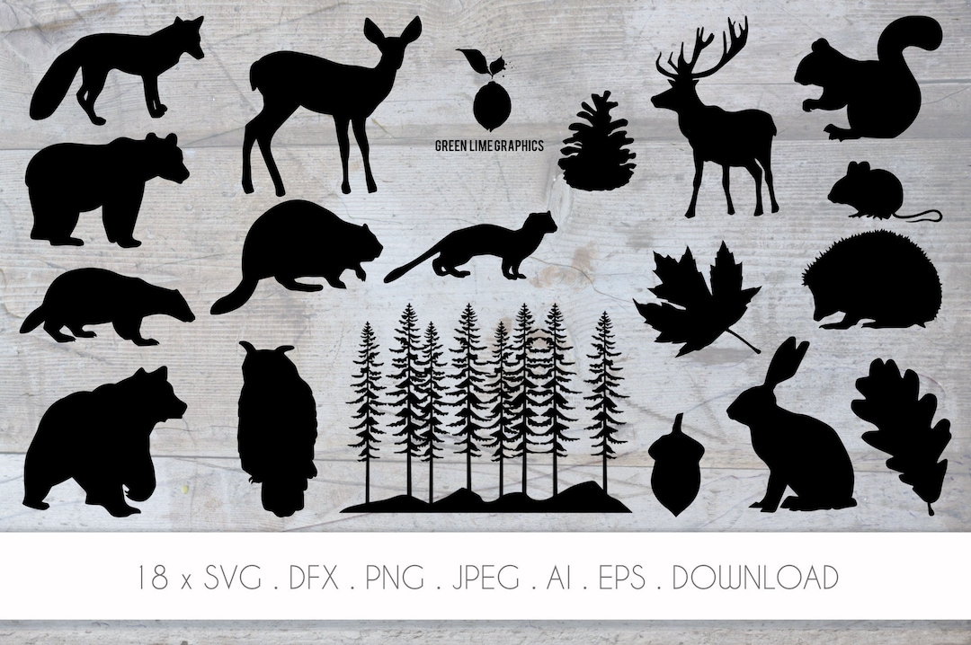 Forest Animals Silhouette Bundle, Woodland Animals Svg Bundle, Cut ...