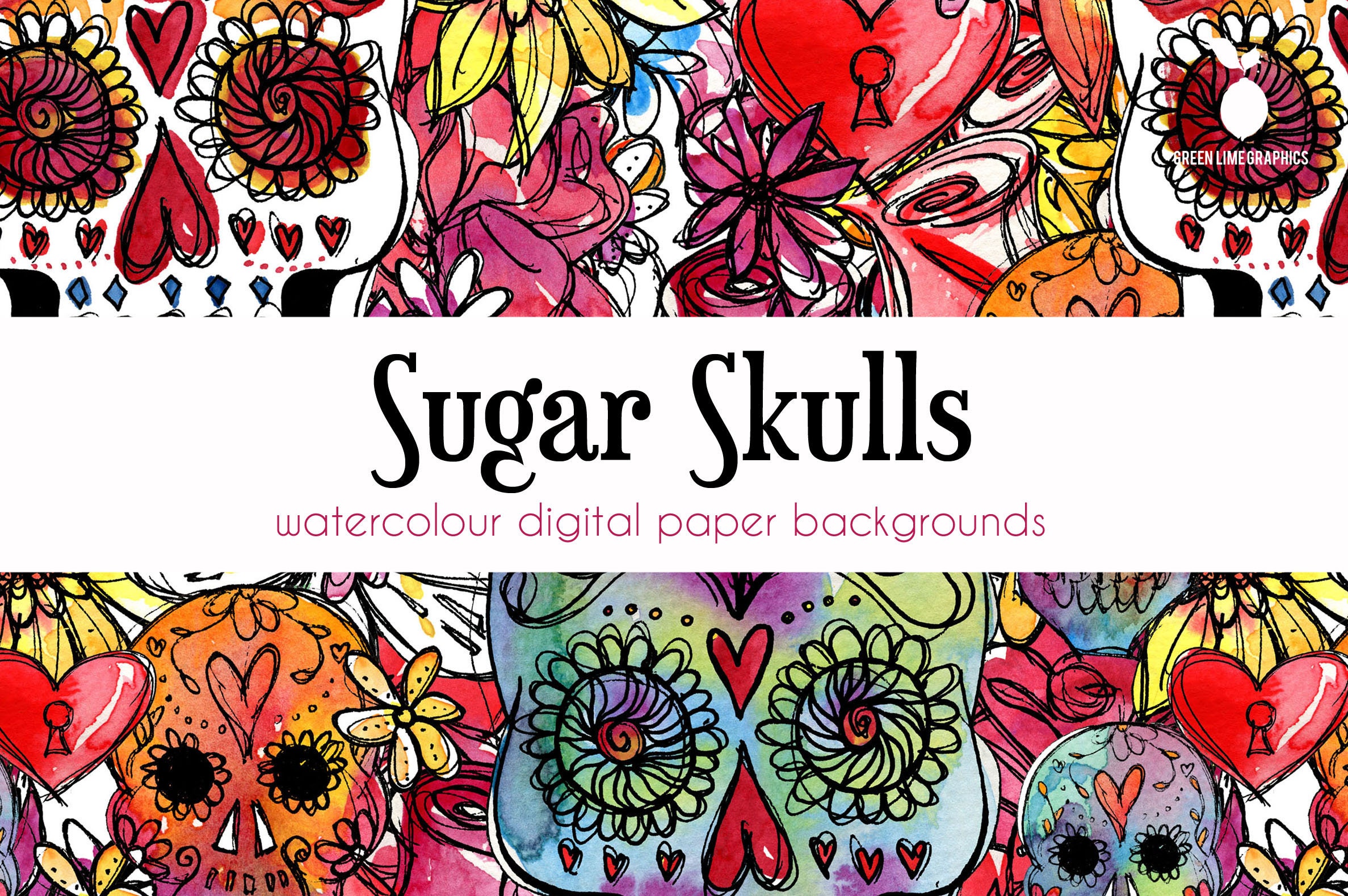 Sugar Skulls Digital Paper Day of the Dead Pattern | Etsy