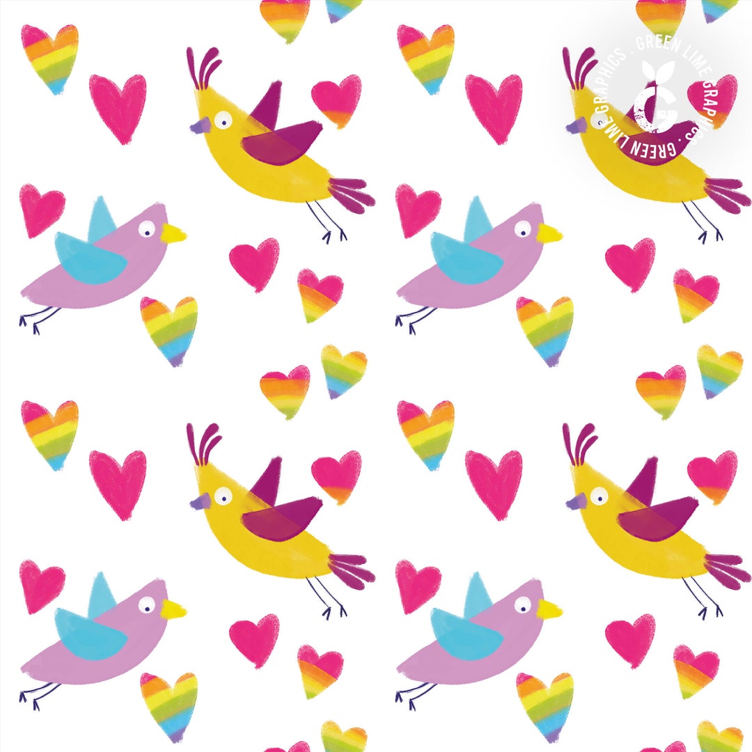 Valentines Seamless Pattern, Valentines Printables, Rainbow Valentines ...