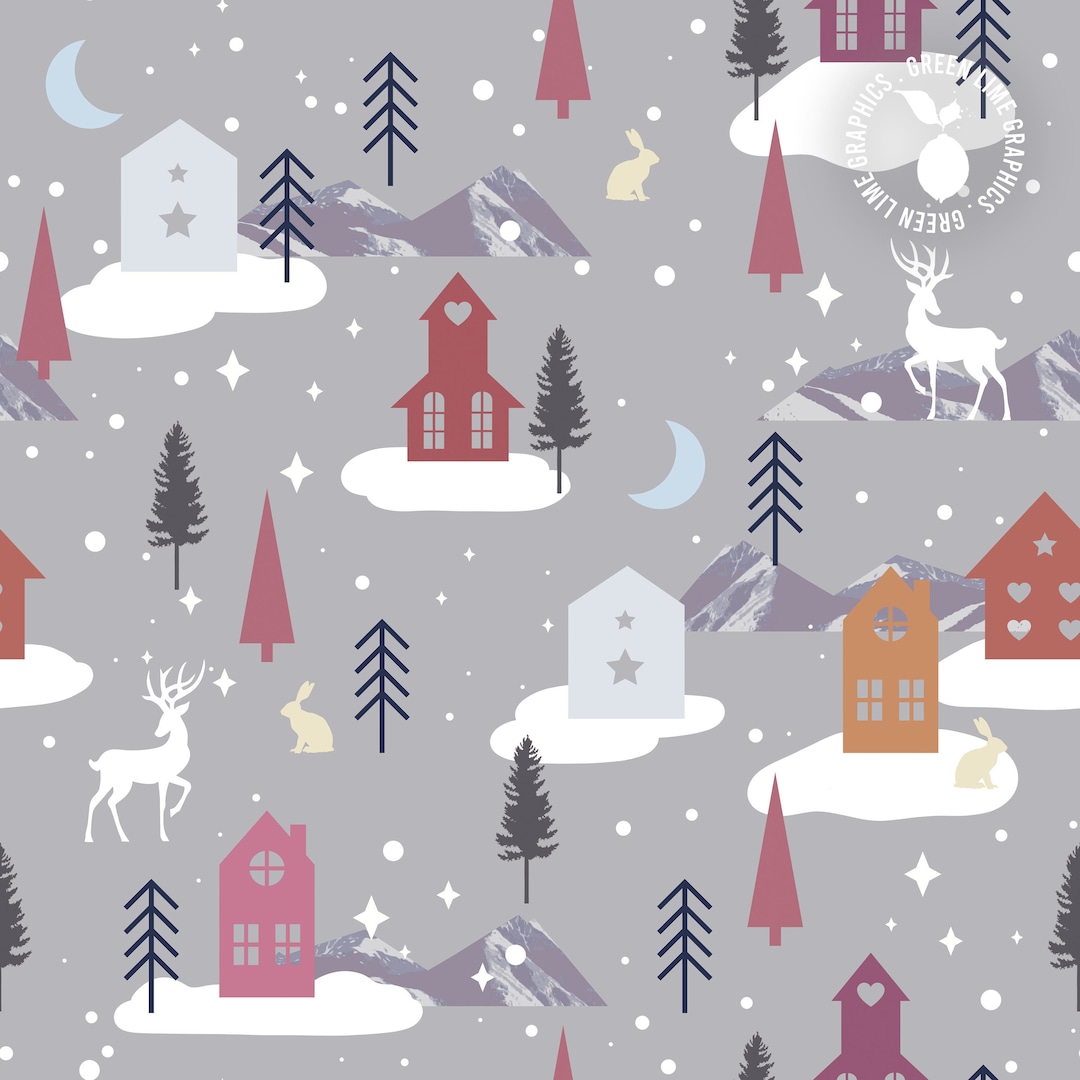 Scandi Christmas Digital Paper, Scandi Houses, Nordic Christmas Pattern ...
