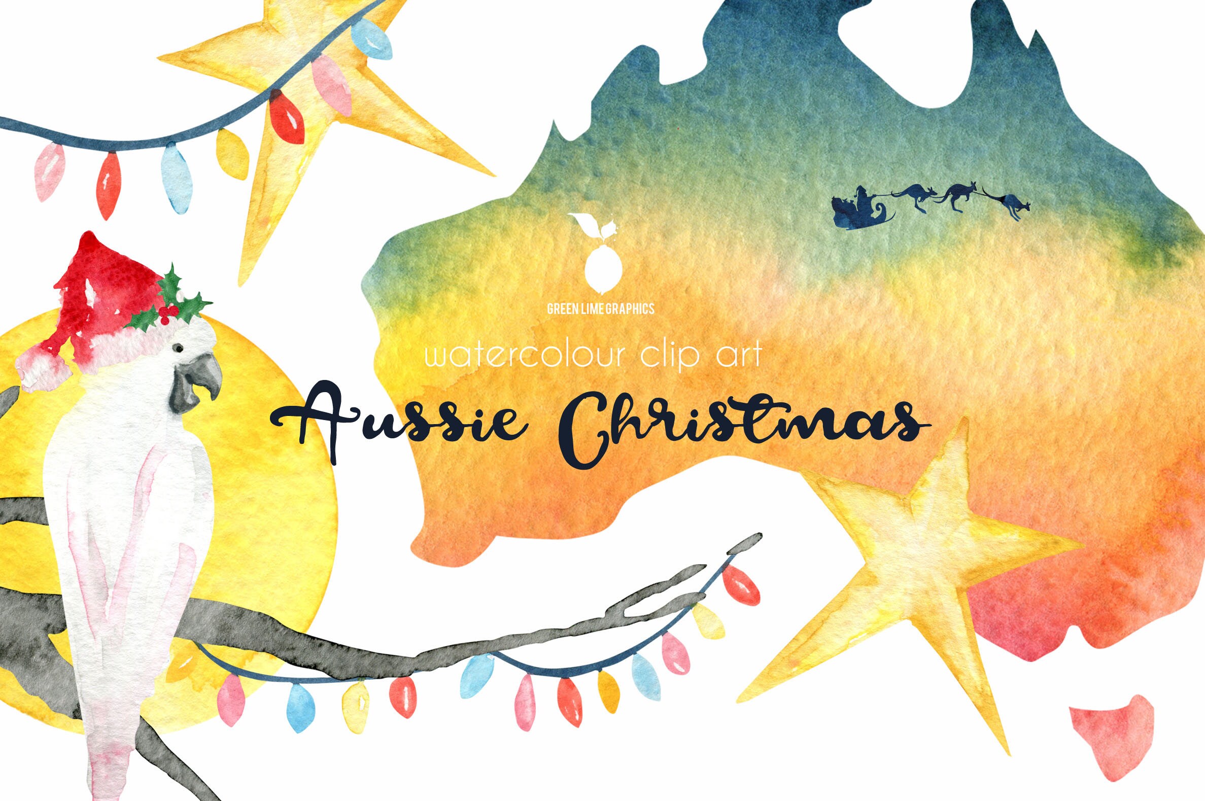 Tropical Christmas Clipart Australia Christmas Clipart | Etsy