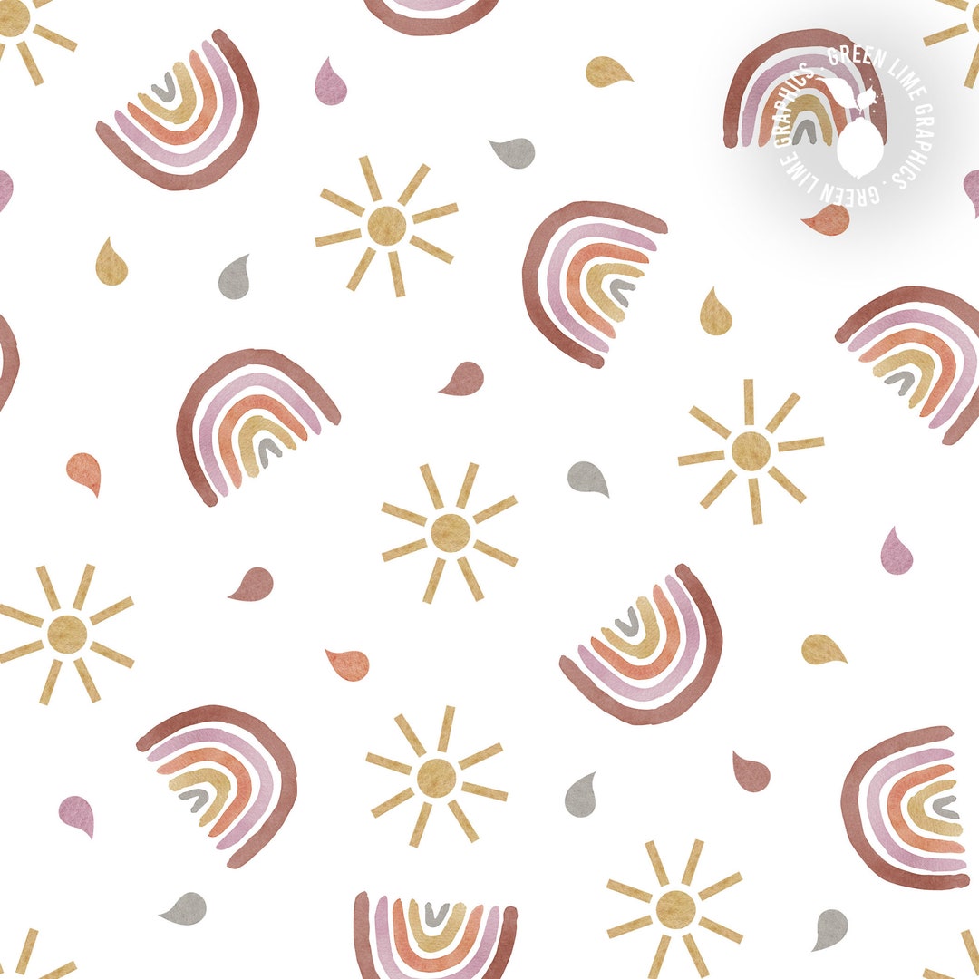 Boho Rainbow Seamless Pattern, Bohemian Rainbow Pattern, Rainbows ...