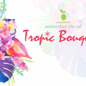 Watercolour Tropical Flowers Clipart, Hawaii Clipart, Summer Floral ...