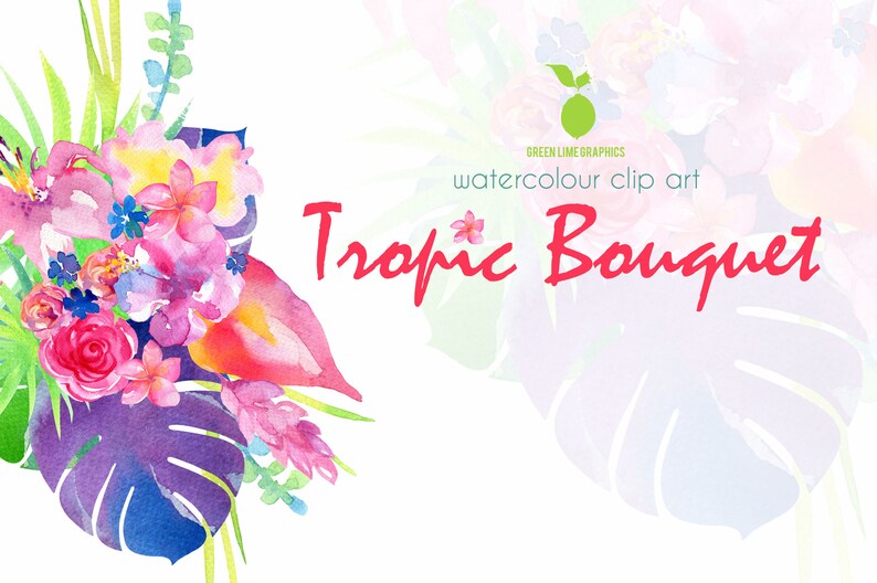 Watercolour Tropical Flowers Clipart Hawaii Clipart Summer - Etsy