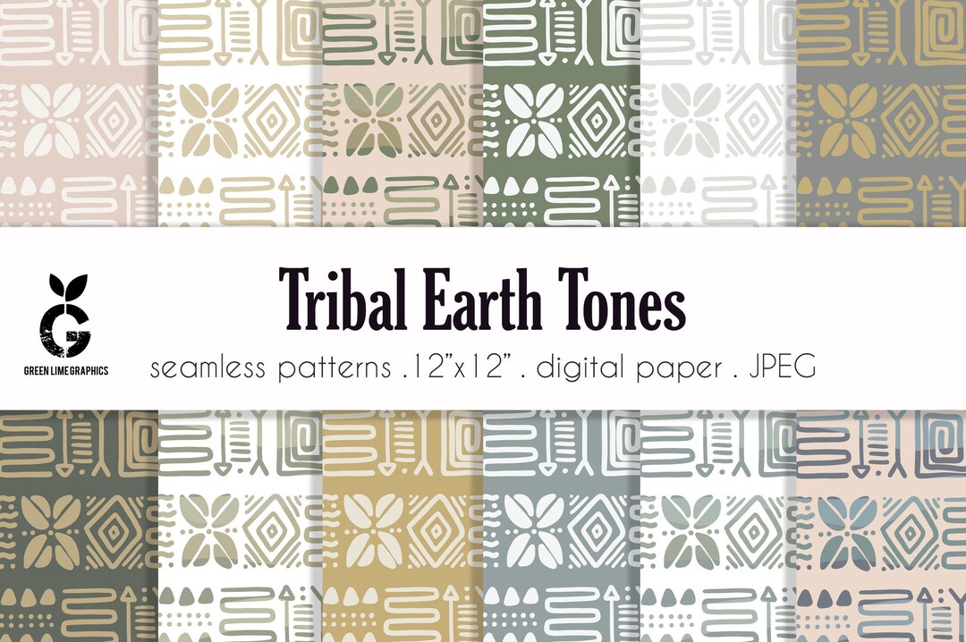 Tribal Digital Paper, Tribal Patterns, Boho Digital Paper, Boho ...