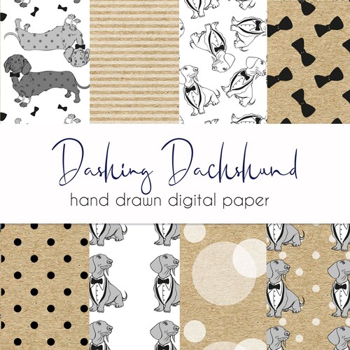 Dachshund Digital Paper Dog Backgrounds Printable - Etsy