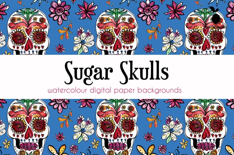 Sugar Skulls Digital Paper Day of the Dead Pattern | Etsy