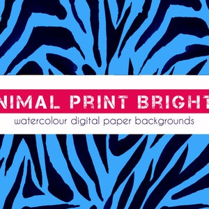 Rainbow Animal Print, Digital Paper, Watercolor Animal Print, Bright ...