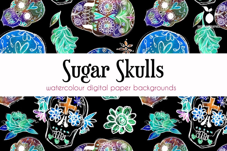 Sugar Skulls Digital Paper Day of the Dead Pattern | Etsy